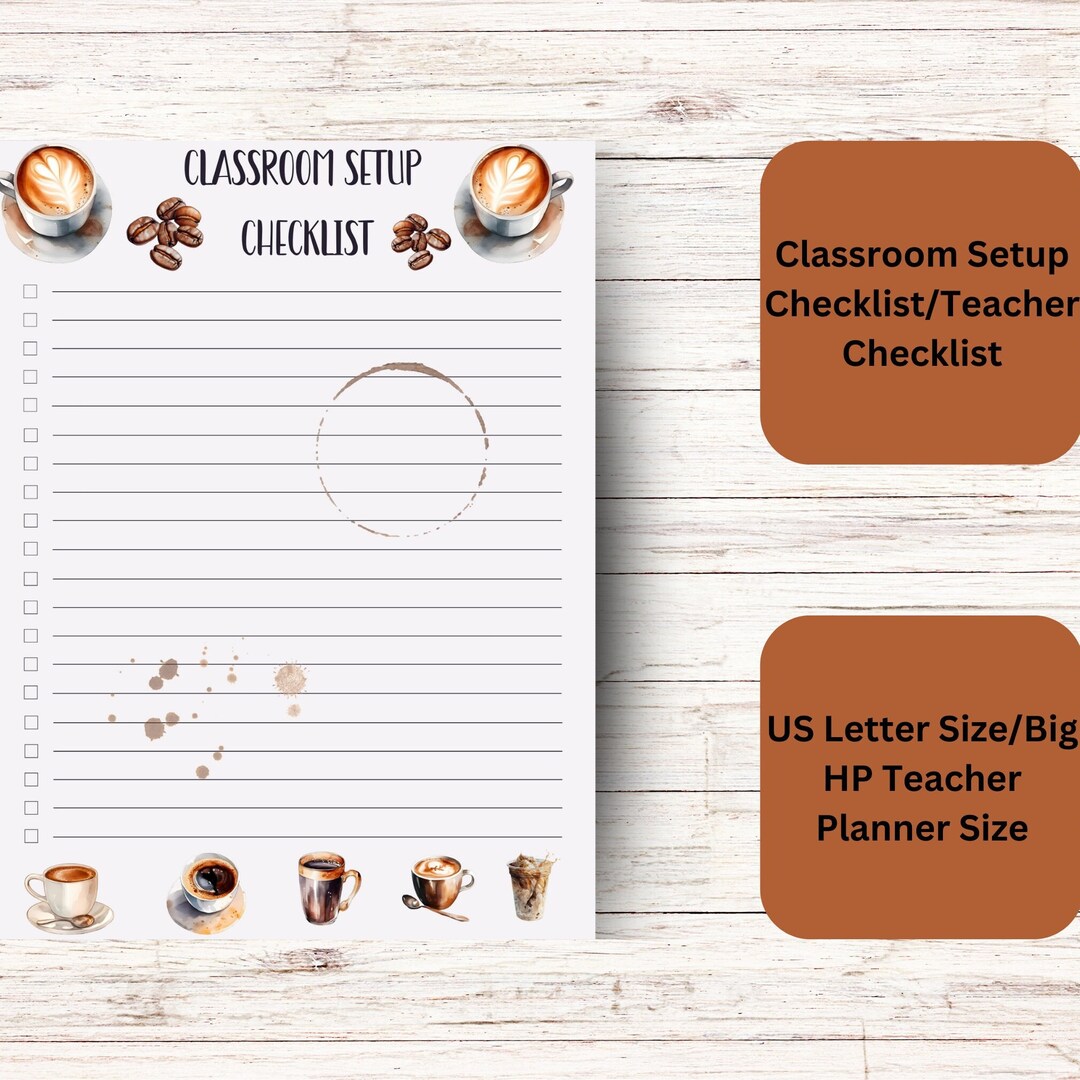 Teacher Classroom Setup Checklist, Coffee Design (digital Download) - Etsy