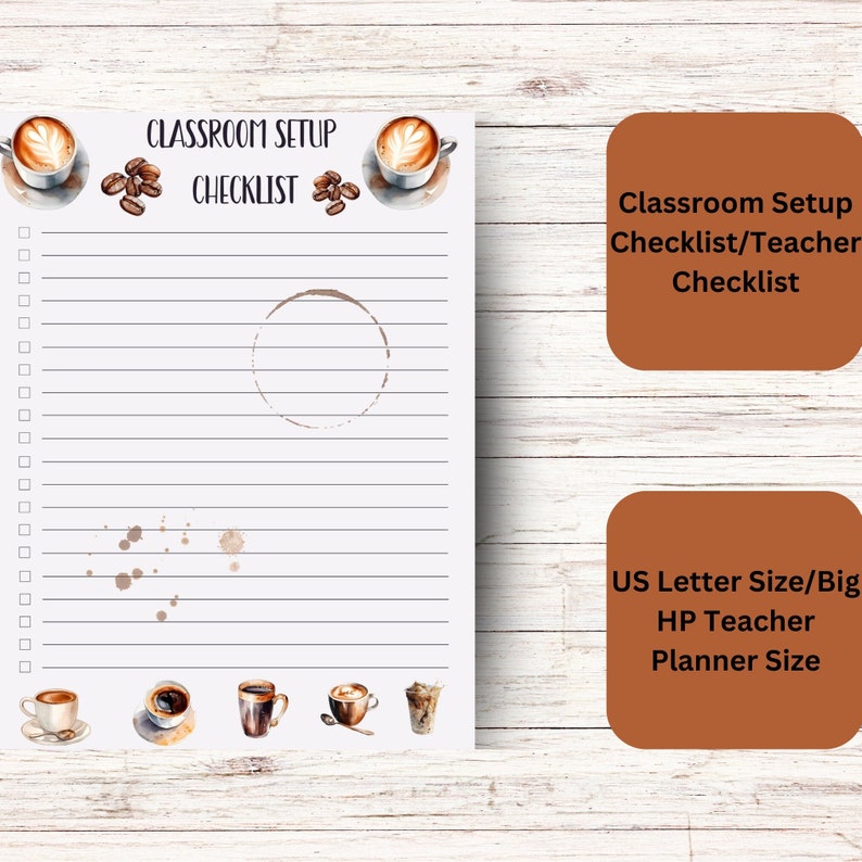 Teacher Classroom Setup Checklist, Coffee Design (digital Download) - Etsy