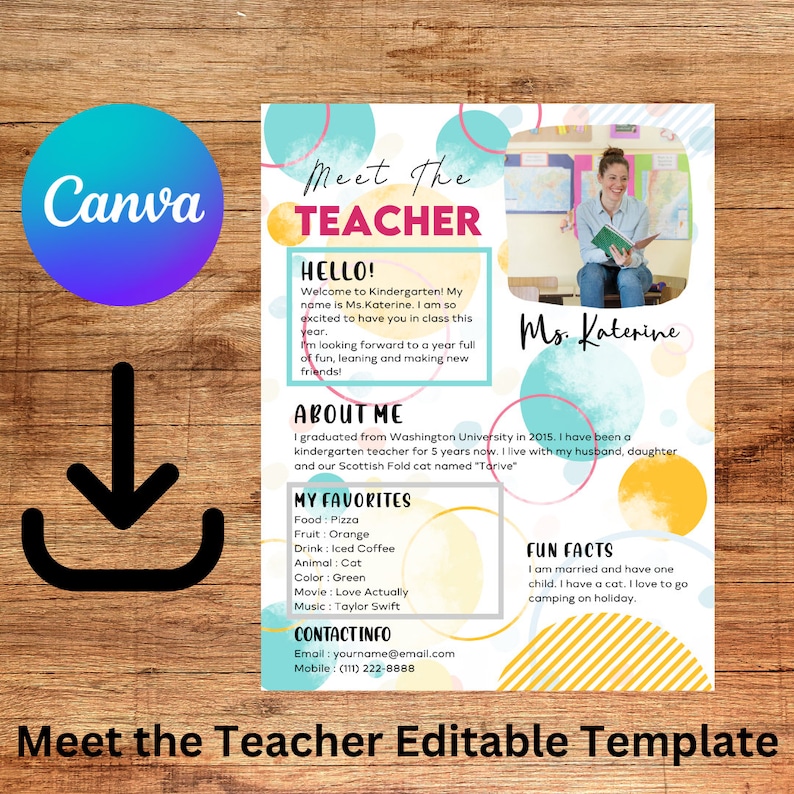 Meet the Teacher Classroom Printable Template, Teacher Introduction ...
