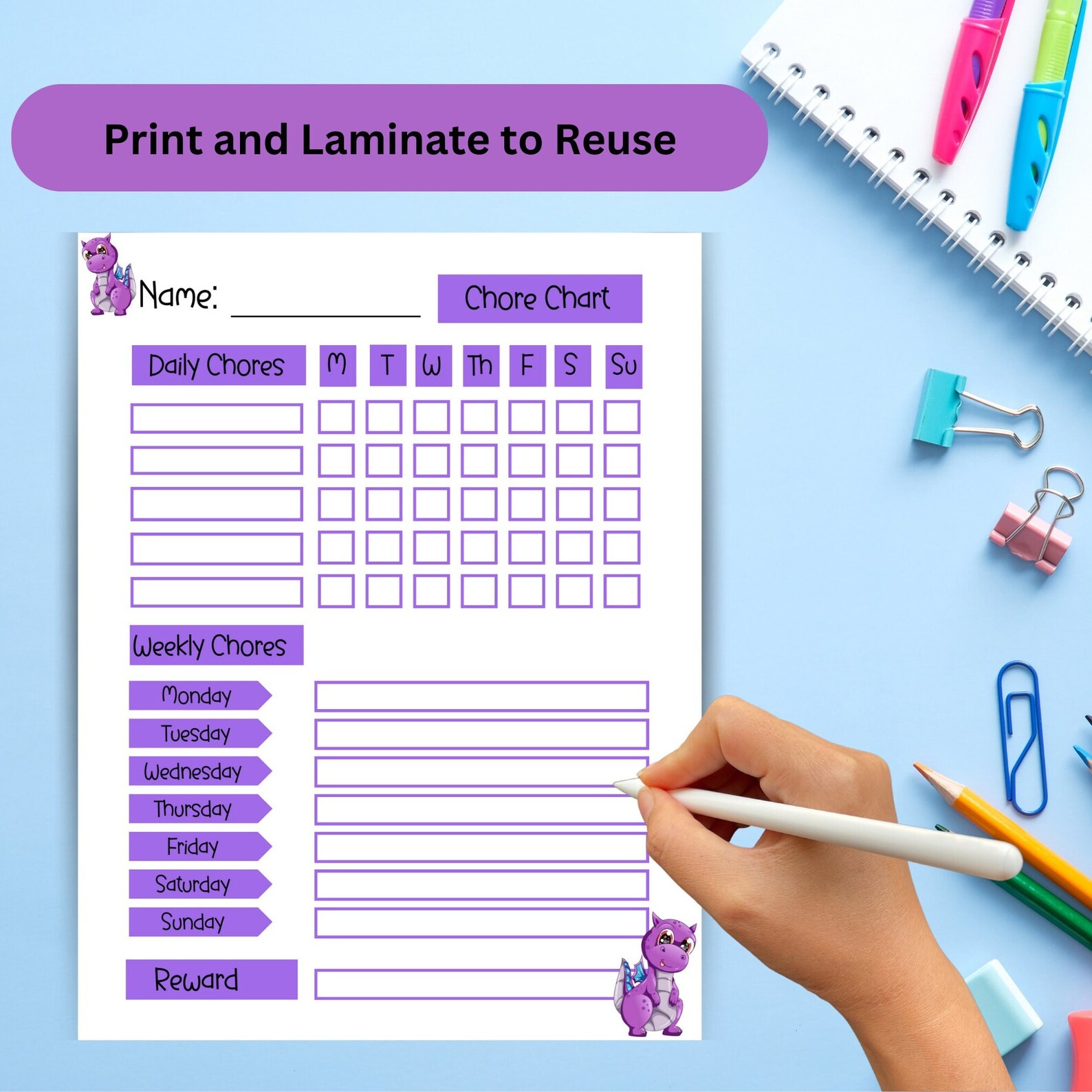 Kids Chore Chart Bundle, Kids Chore Chart Printable, Responsibility ...