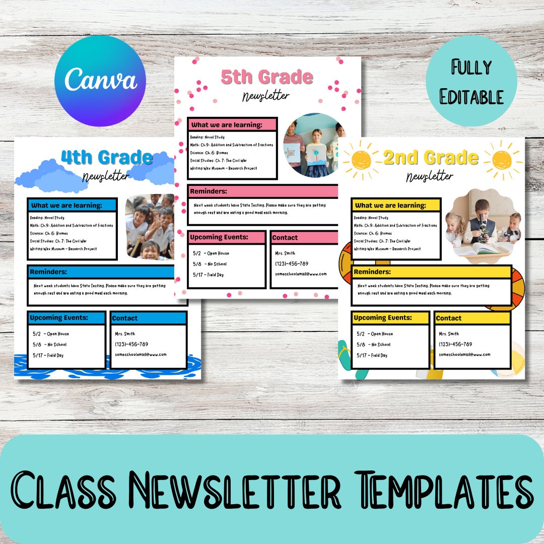 Editable Classroom Newsletter Template Bundle, Canva Designs - Etsy Canada