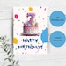 7th Birthday Cake Card, Printable Canva Template (5x7) (digital ...