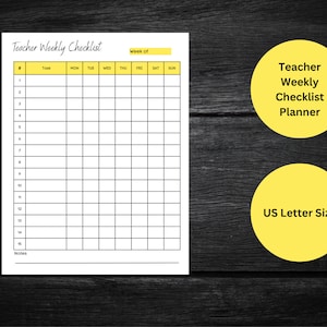 Teacher Weekly Checklist Teacher Weekly Planner Teacher - Etsy