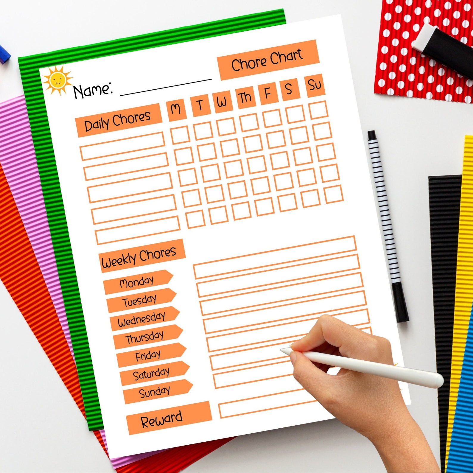 Kids Chore Chart Bundle, Kids Chore Chart Printable, Responsibility ...