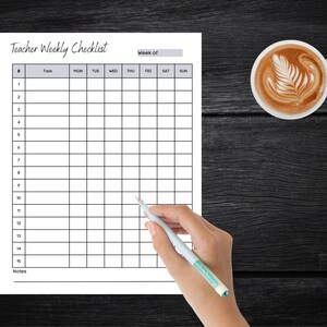 Teacher Weekly Checklist, Teacher Weekly Checklist Printable, Teacher ...