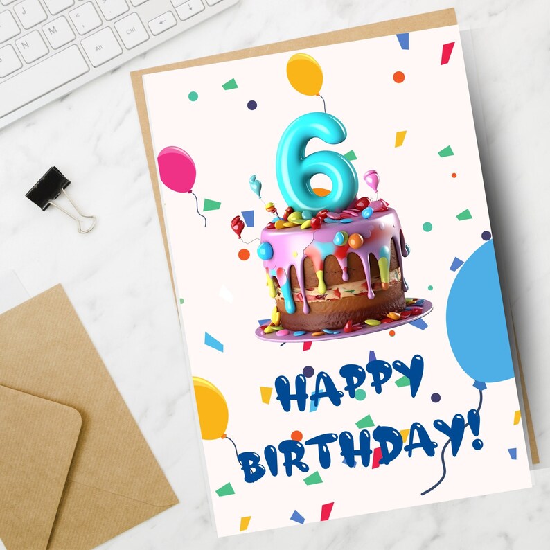 6th Birthday Card, Editable Birthday Card, Birthday Card Printable, 6 ...