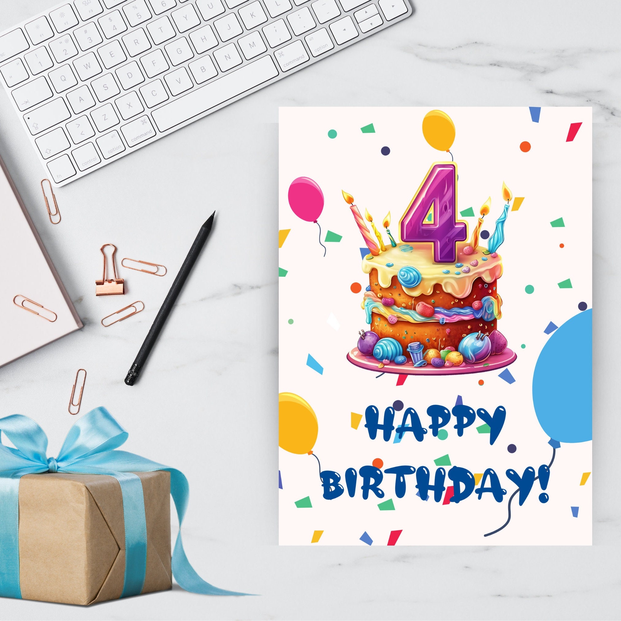 4th Birthday Card, Editable Birthday Card, Birthday Card Printable ...