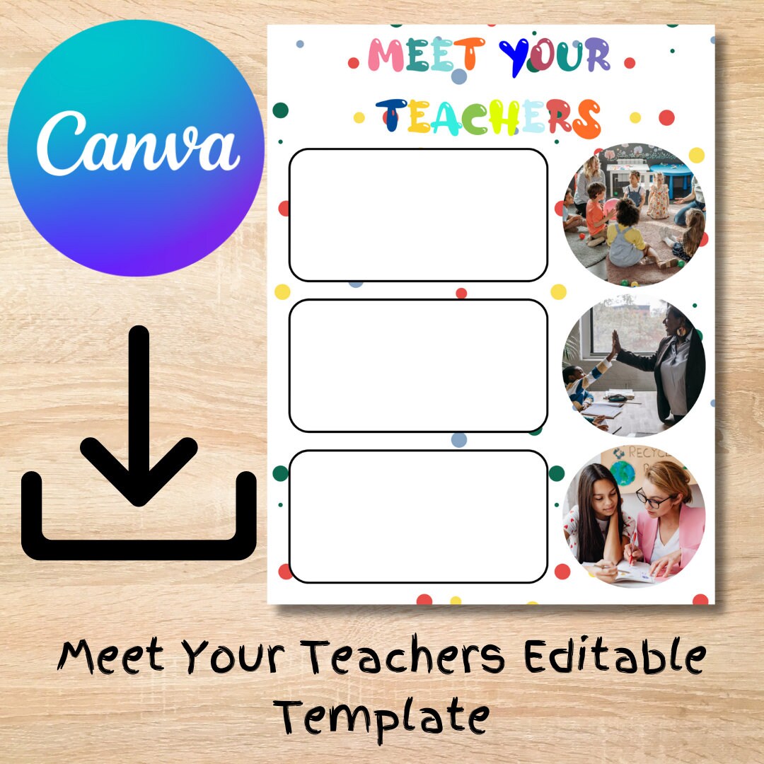 Meet the Teacher Template, Vibrant Dots, Editable Canva Template ...