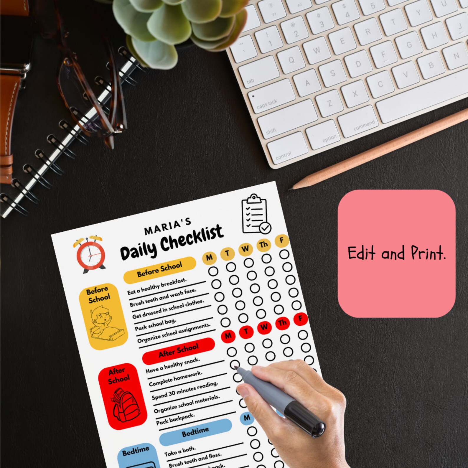 Kids Daily Checklist, Kids Daily Checklist Editable, Kids Daily Chore ...