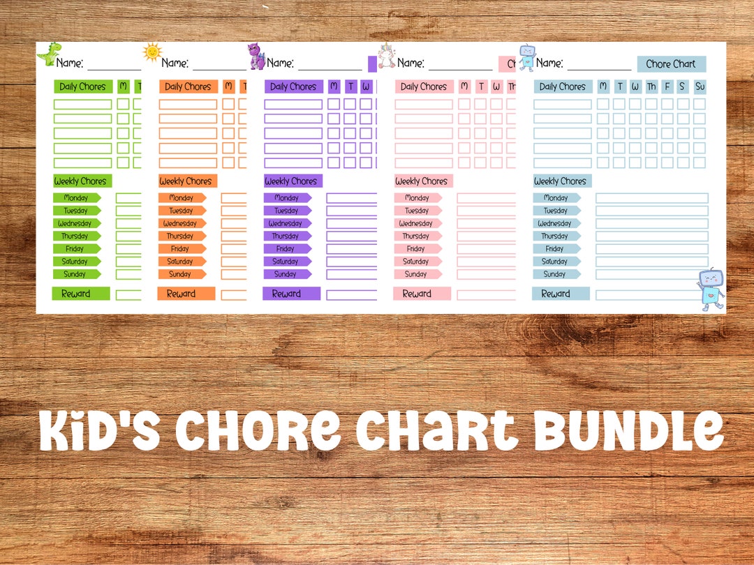Kids Chore Chart Bundle Kids Chore Chart Printable - Etsy