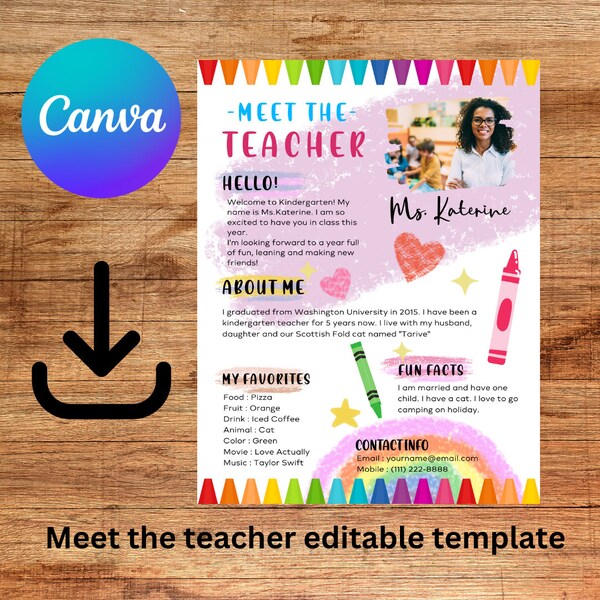 Meet the Teacher Template - Etsy