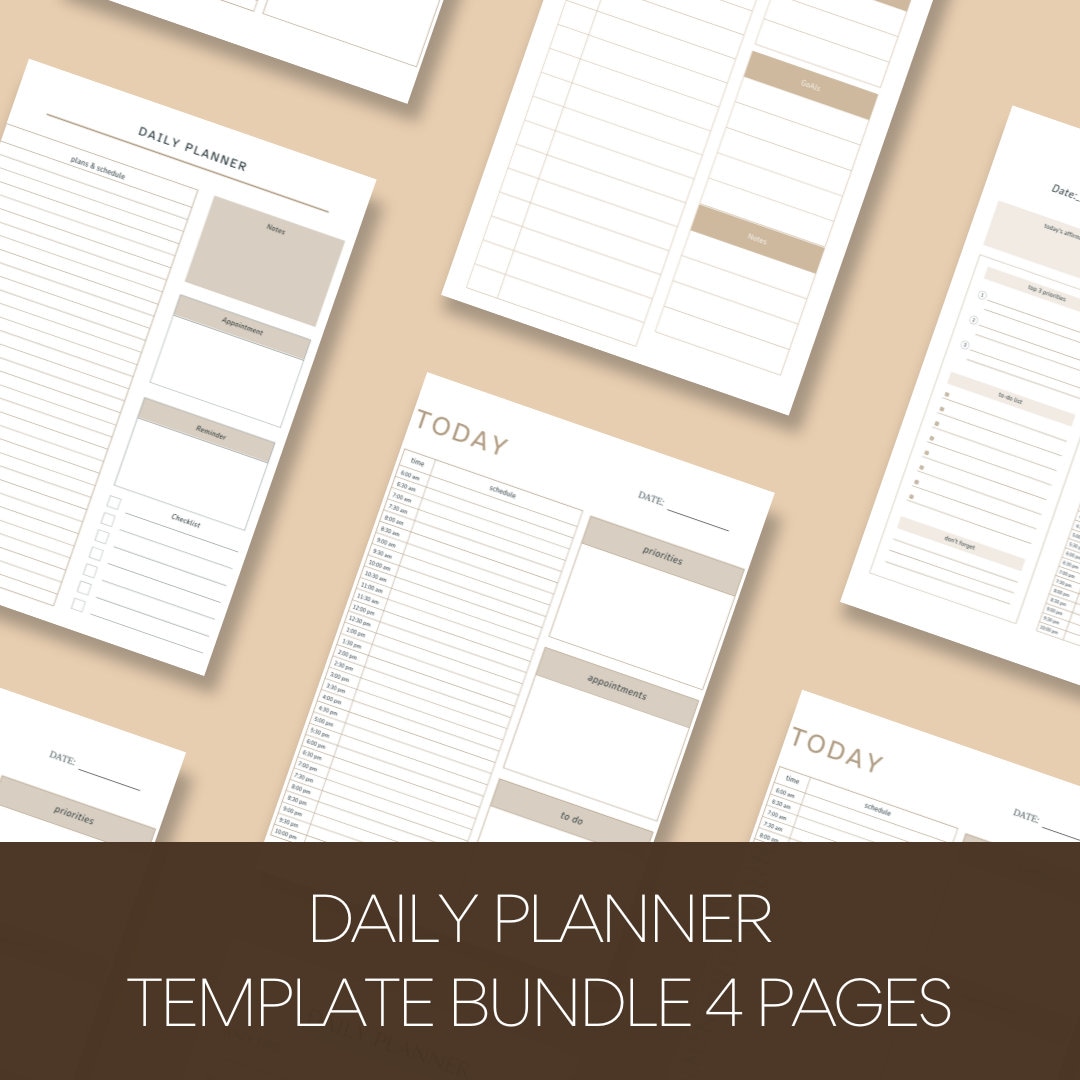Editable Daily Planner Printable Bundle (canva) - Etsy