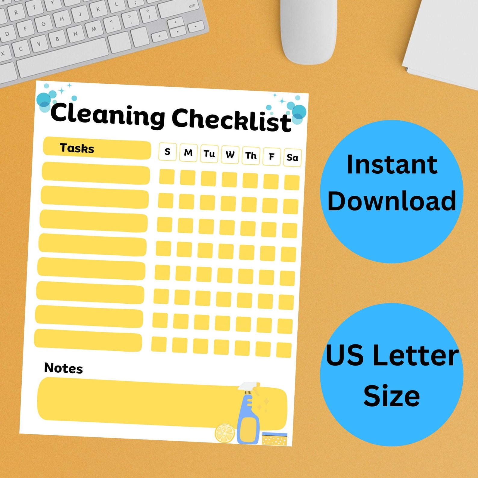 Chore Chart Printable, Adult Chore Chart, Daily Cleaning Routine, Home ...