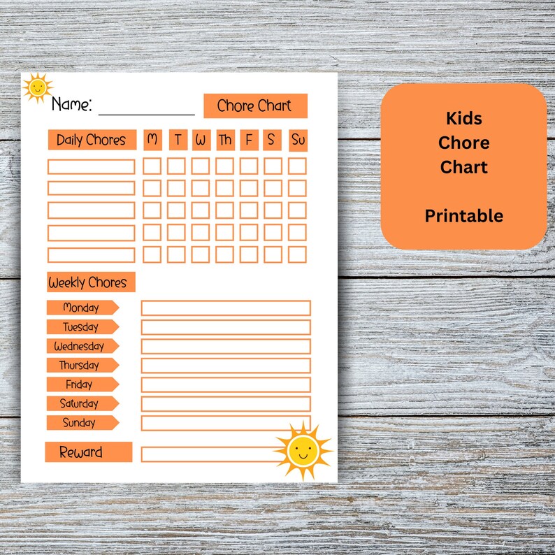 Chore Chart for Kids, Kids Chores, Kids Chore Chart, Responsibility ...