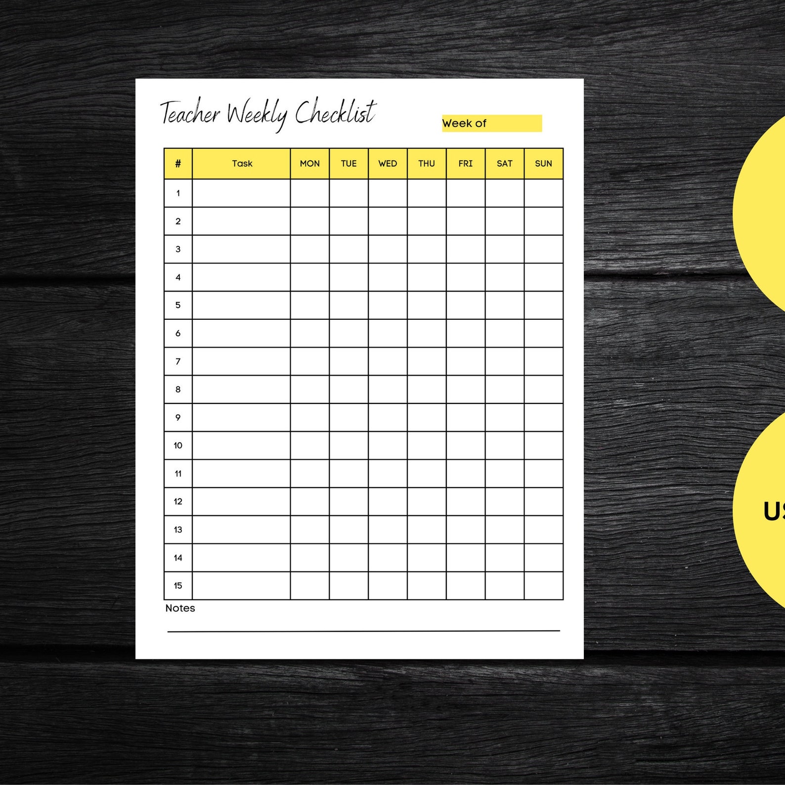 Teacher Weekly Checklist, Teacher Weekly Planner, Teacher Weekly ...
