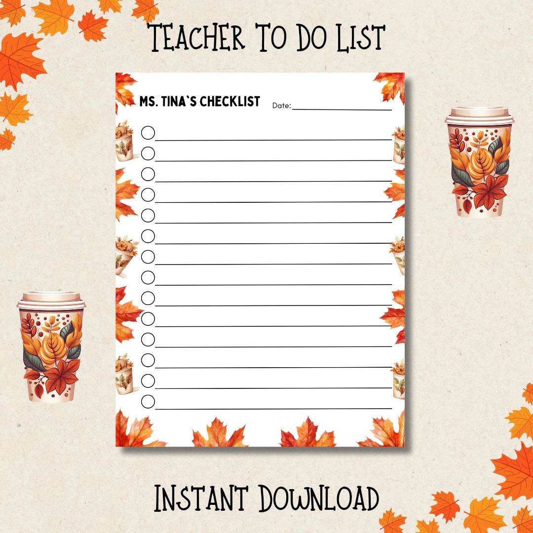Teacher to Do List, Teacher Checklist, Teacher Printable, Teacher Daily ...