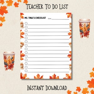 Teacher to Do List, Teacher Checklist, Teacher Printable, Teacher Daily ...