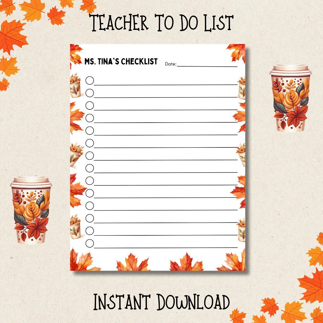 Teacher to Do List, Teacher Checklist, Teacher Printable, Teacher Daily ...