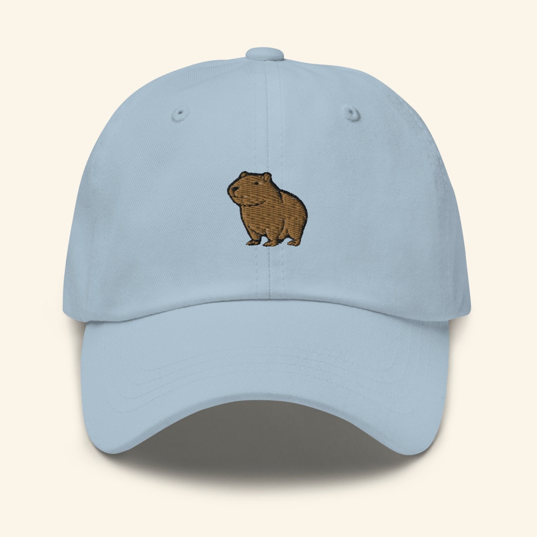 Capybara Embroidered Dad Cap, Handmade Embroidered Capybara Baseball ...