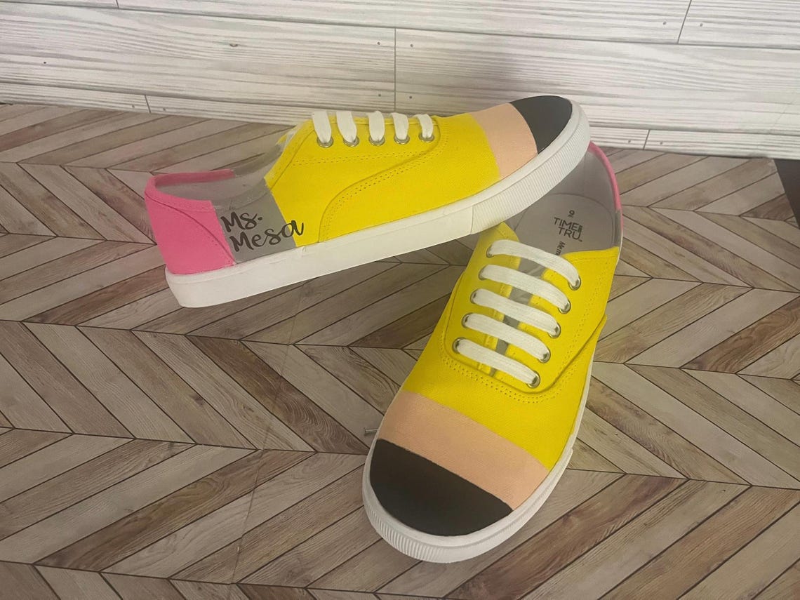 Hand Painted Pencil Canvas Shoes - Etsy