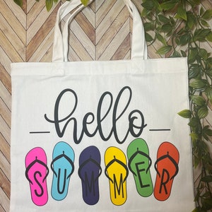 Hello Summer Flip Flop Canvas Tote Bag - Etsy