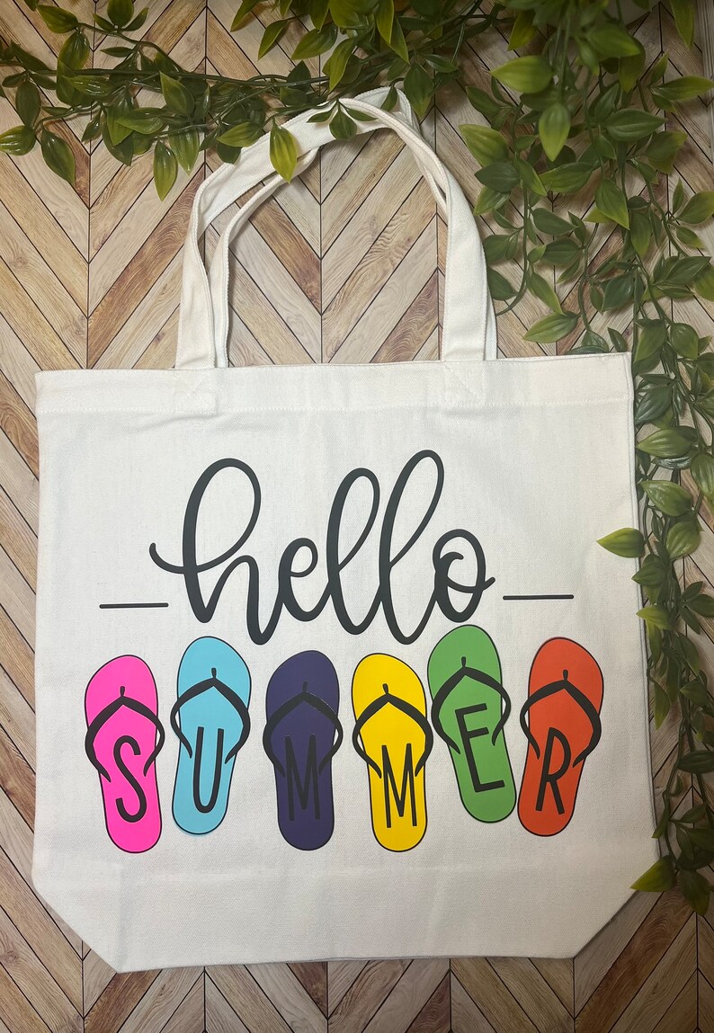 Hello Summer Flip Flop Canvas Tote Bag - Etsy