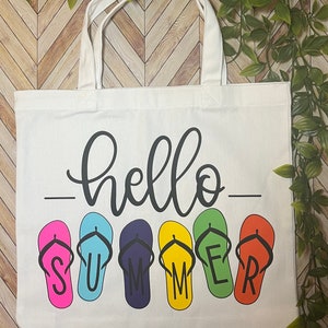 Hello Summer Flip Flop Canvas Tote Bag - Etsy