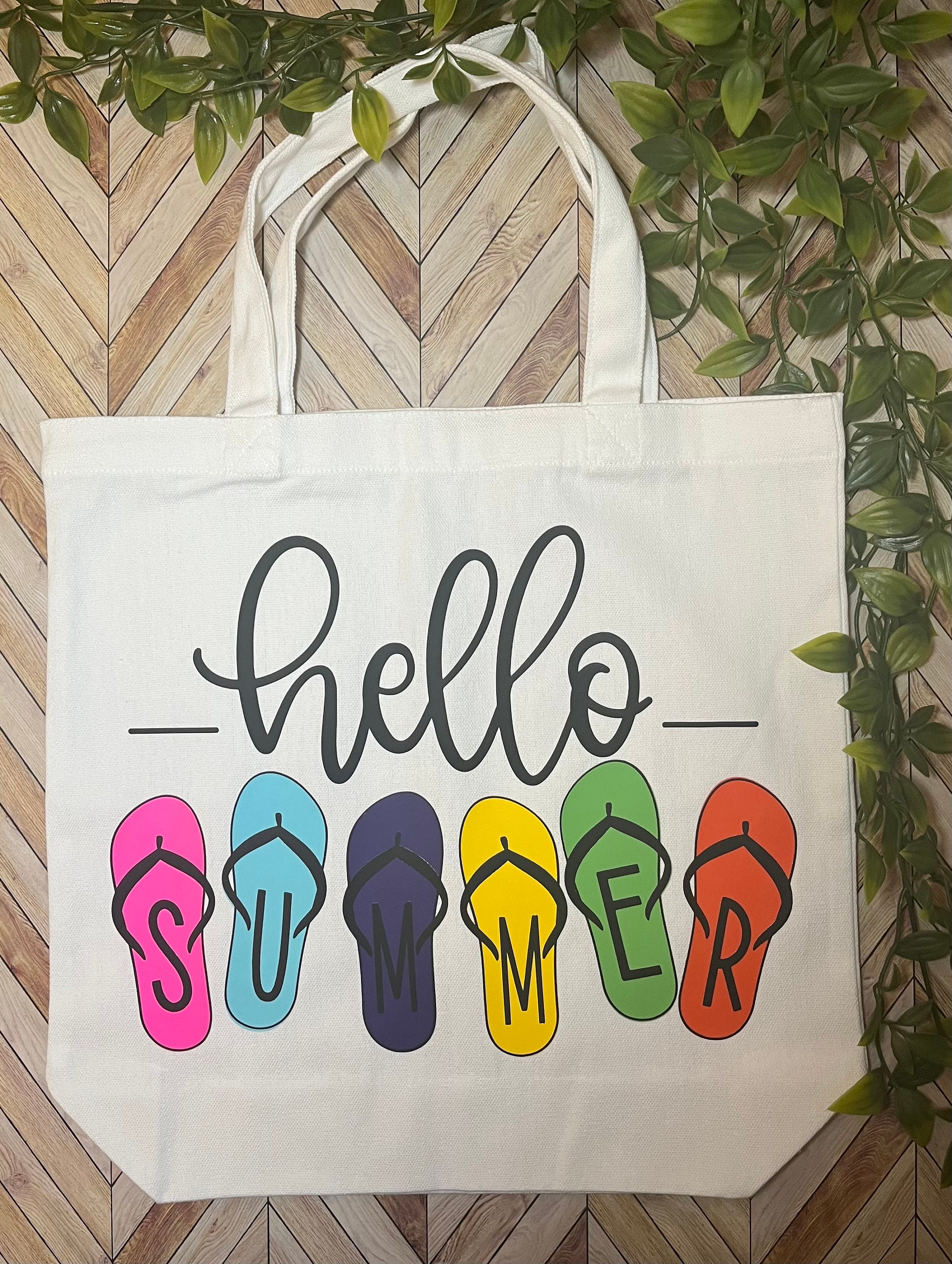 Hello Summer Flip Flop Canvas Tote Bag - Etsy