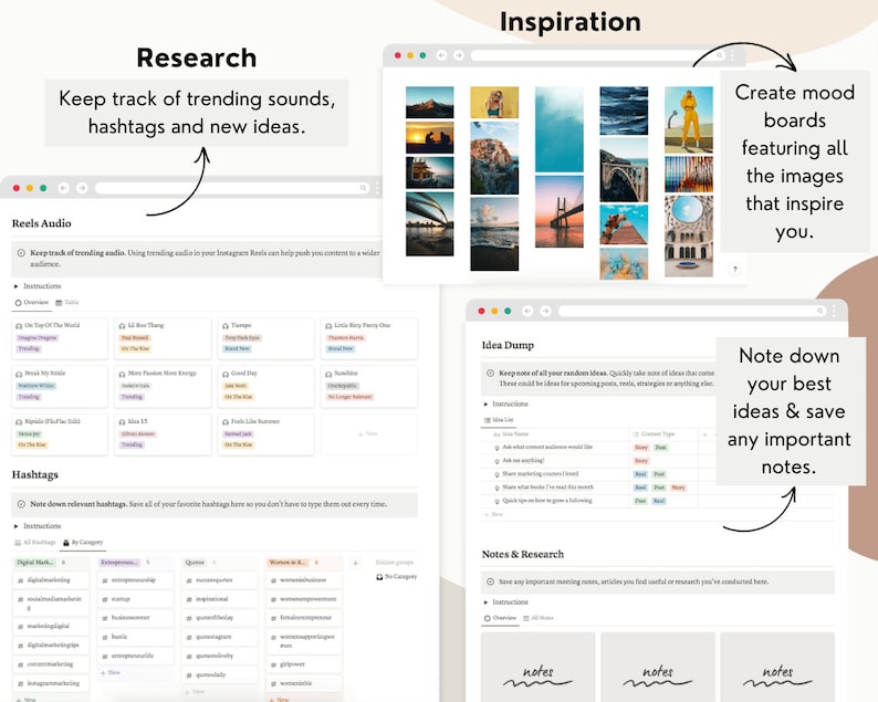 Notion Template Instagram Content Planner, Notion Social Media Planner ...