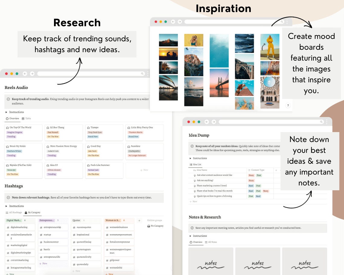 Notion Template Instagram Content Planner, Notion Social Media Planner ...