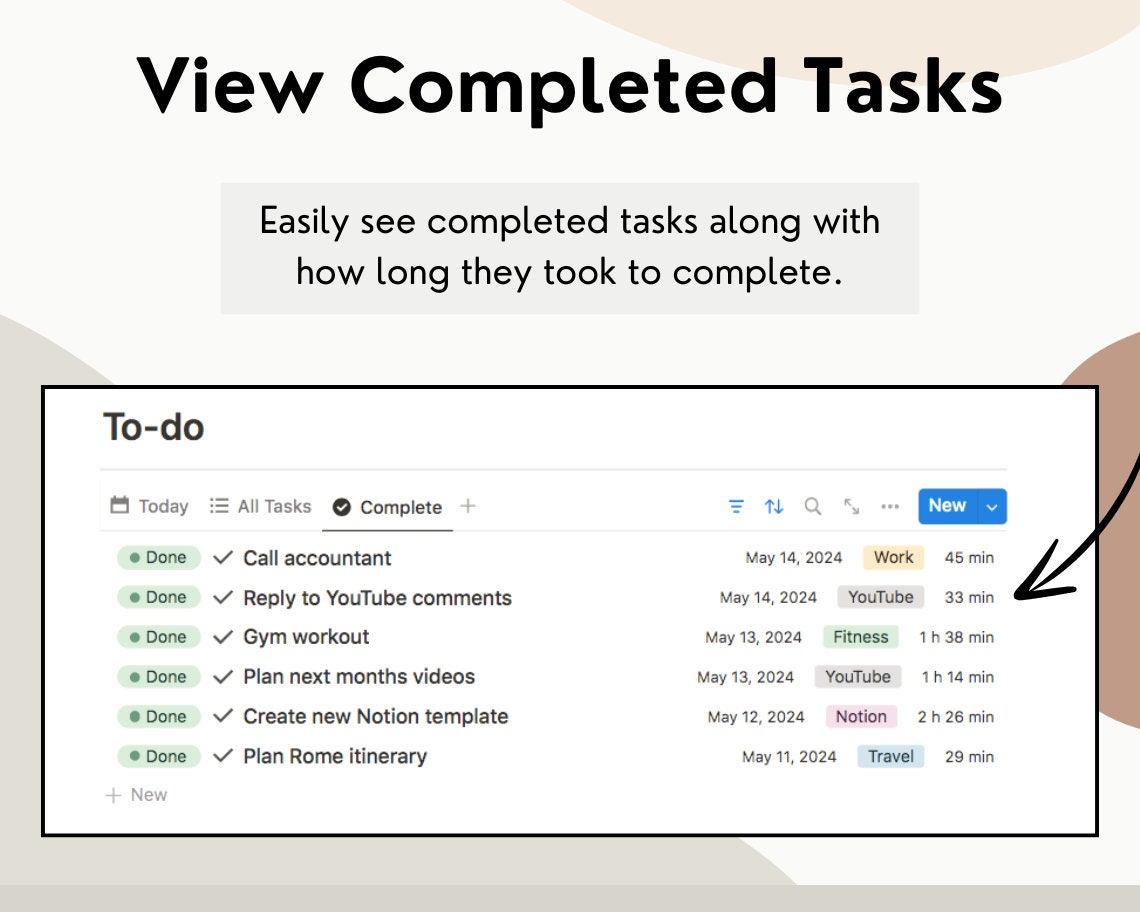 Notion Task Manager With Time Tracking, Notion Task Tracker, Notion to Do List With Time Tracker ...