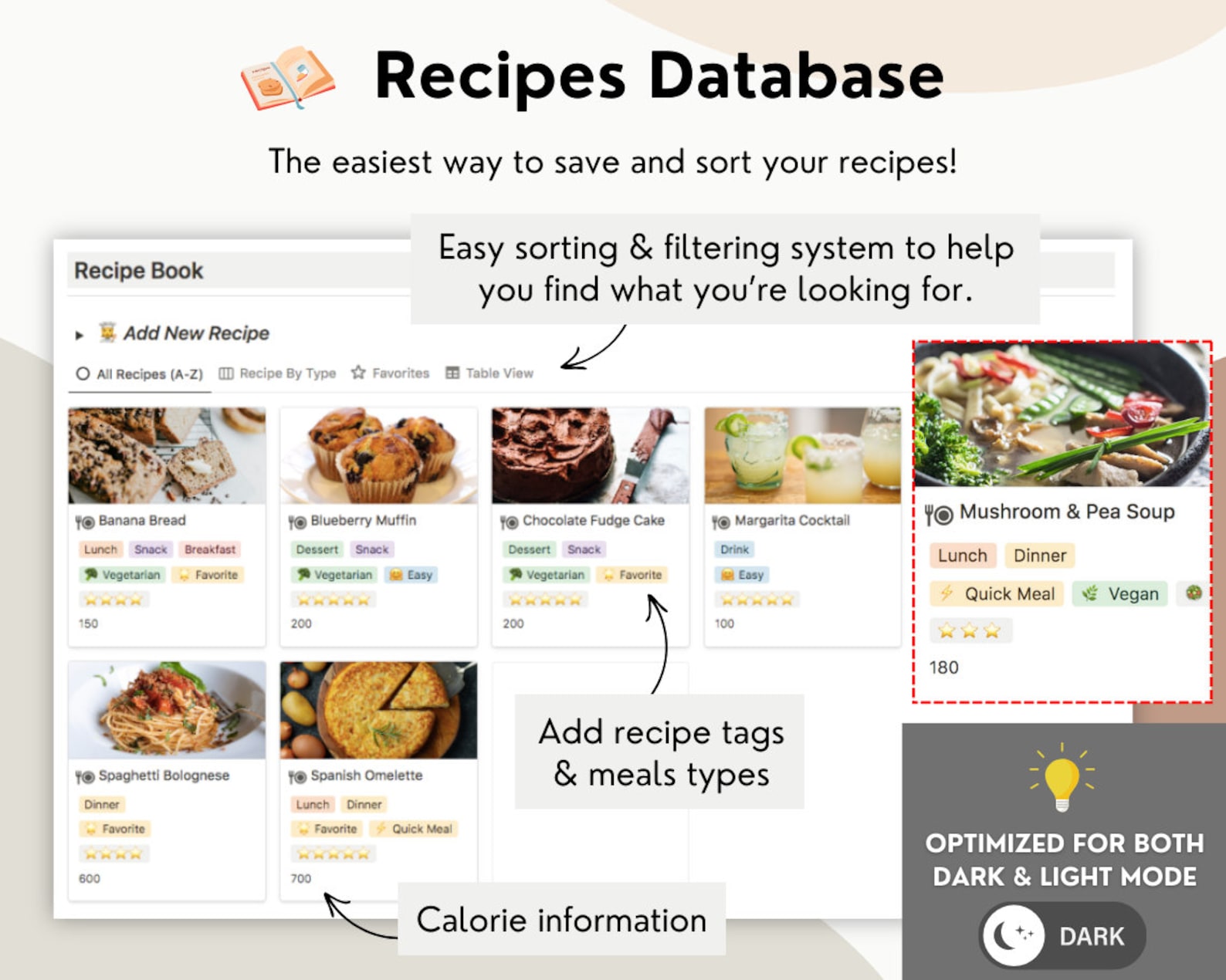 Notion Meal Planner Template, Notion Recipe Tracker, Notion Food ...