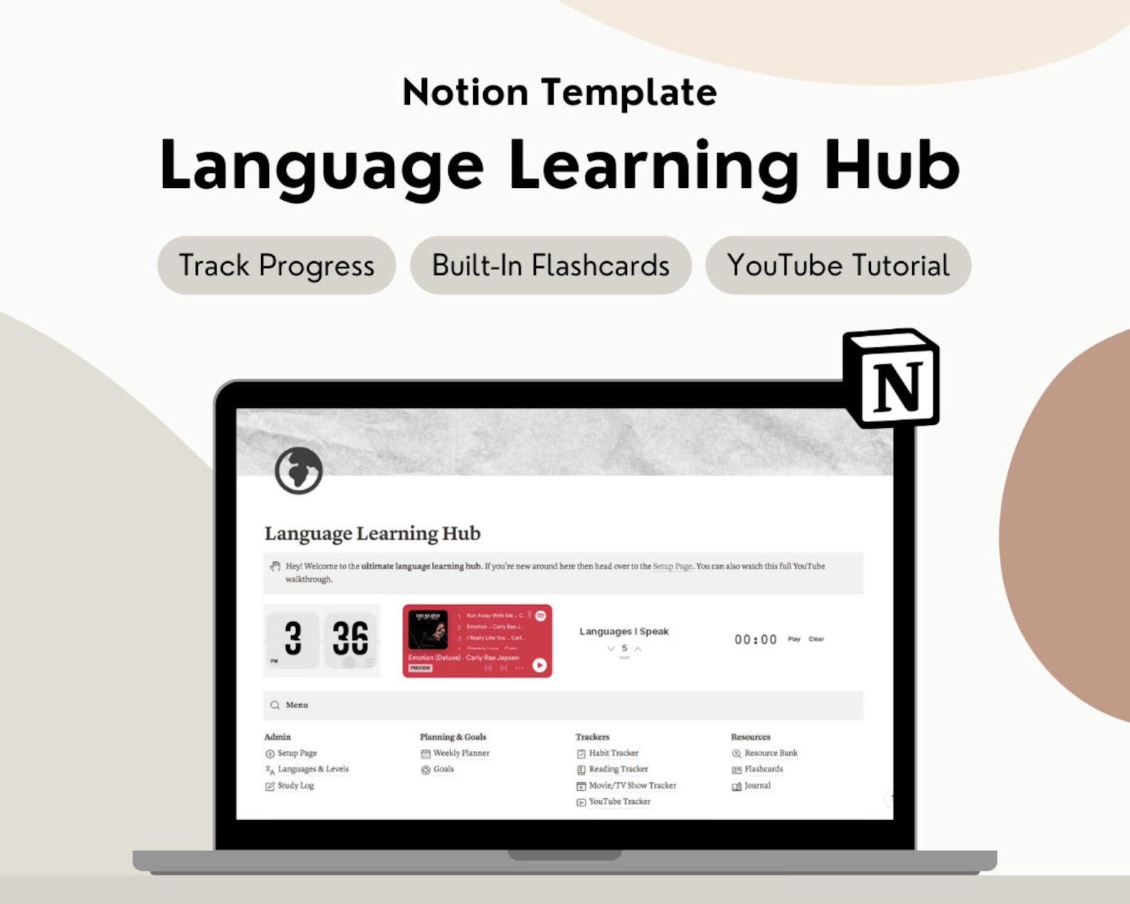 Notion Language Learning Template, Notion Language Template, Language ...