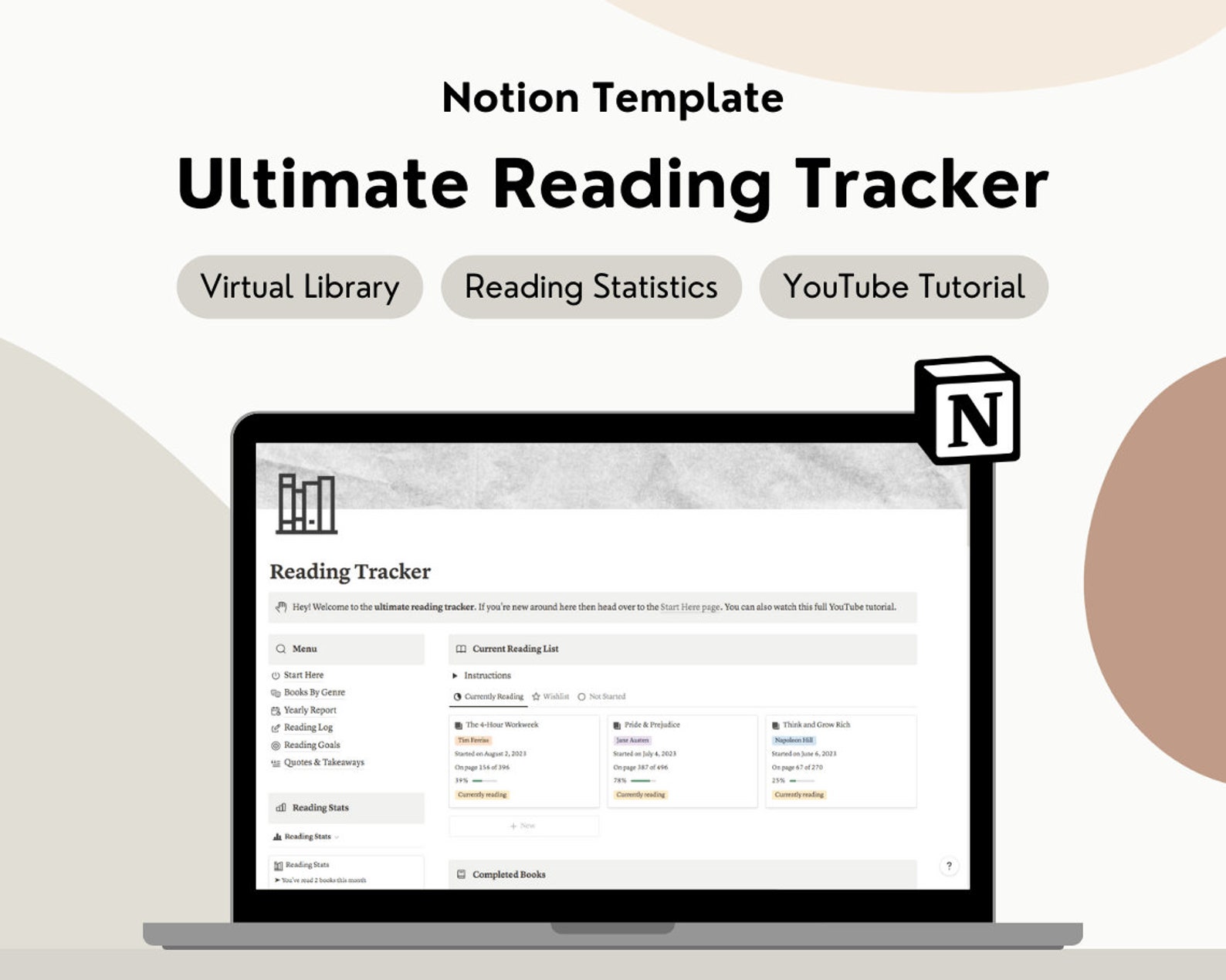 Notion Reading Tracker Template, Notion Reading Journal, Book Tracker Template, Book Template ...