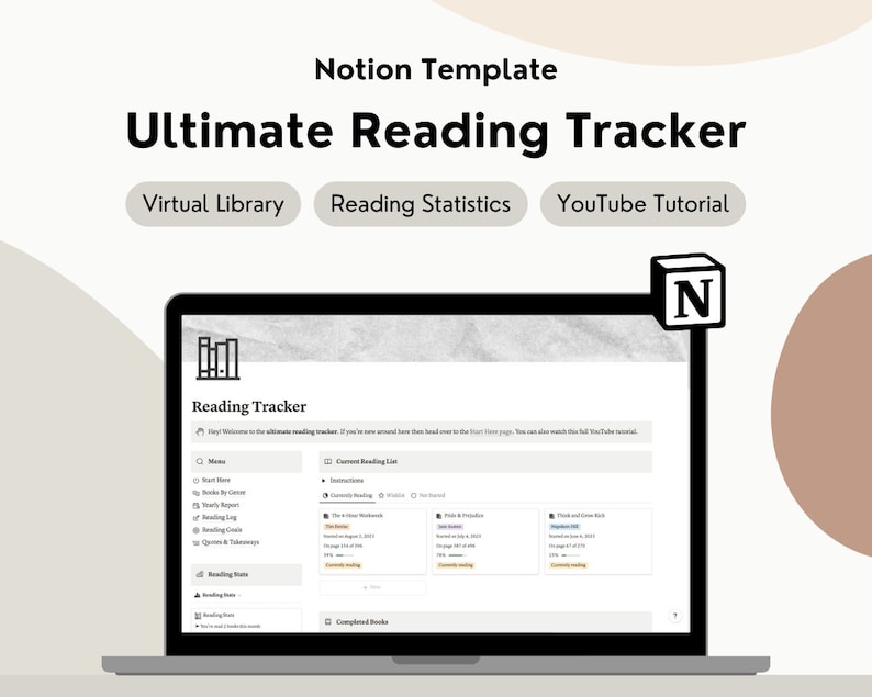 Notion Reading Tracker Template, Notion Reading Journal, Book Tracker ...