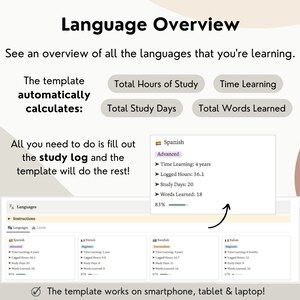 Notion Language Learning Template, Notion Language Template, Language ...
