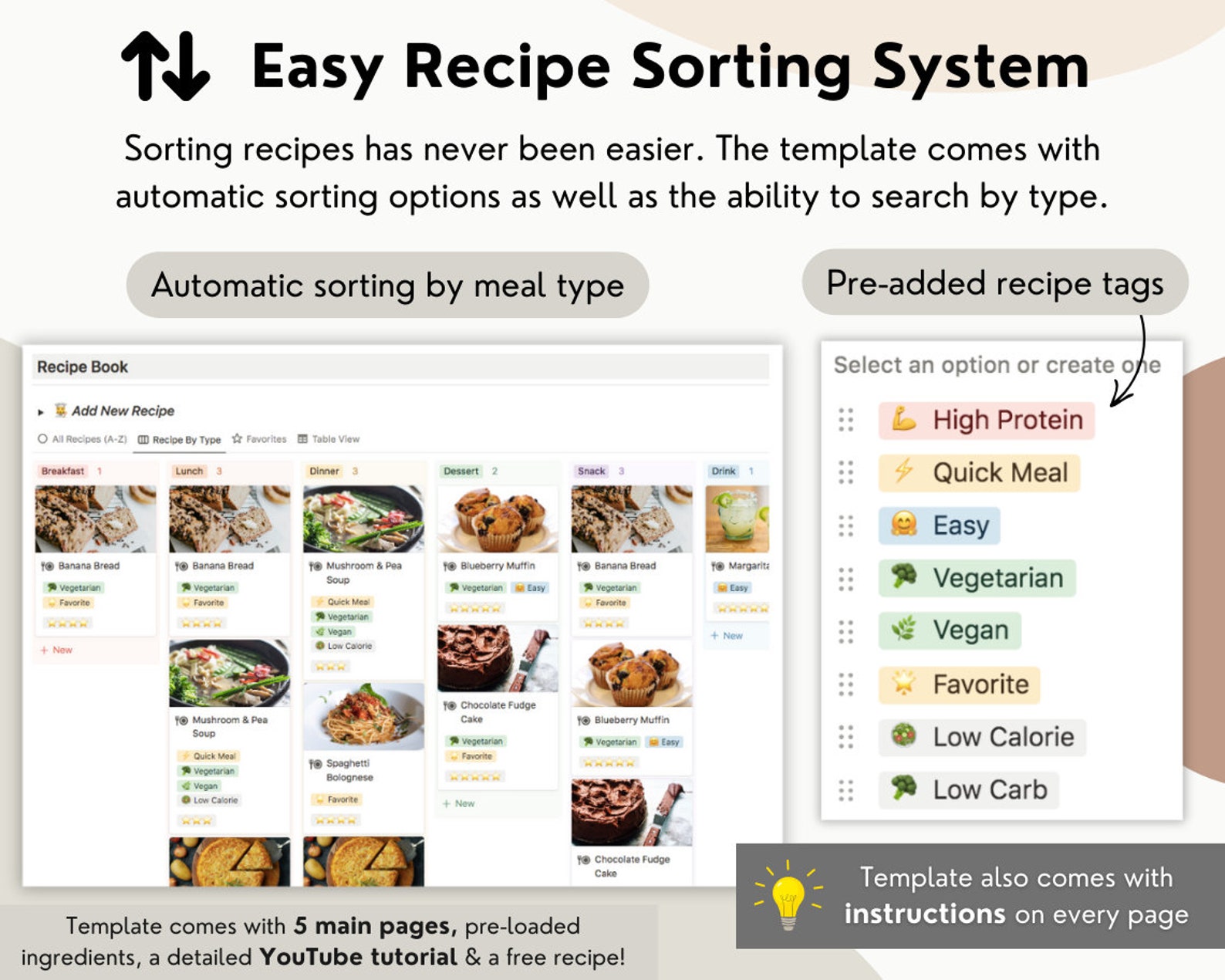 Notion Meal Planner Template, Notion Recipe Tracker, Notion Food ...