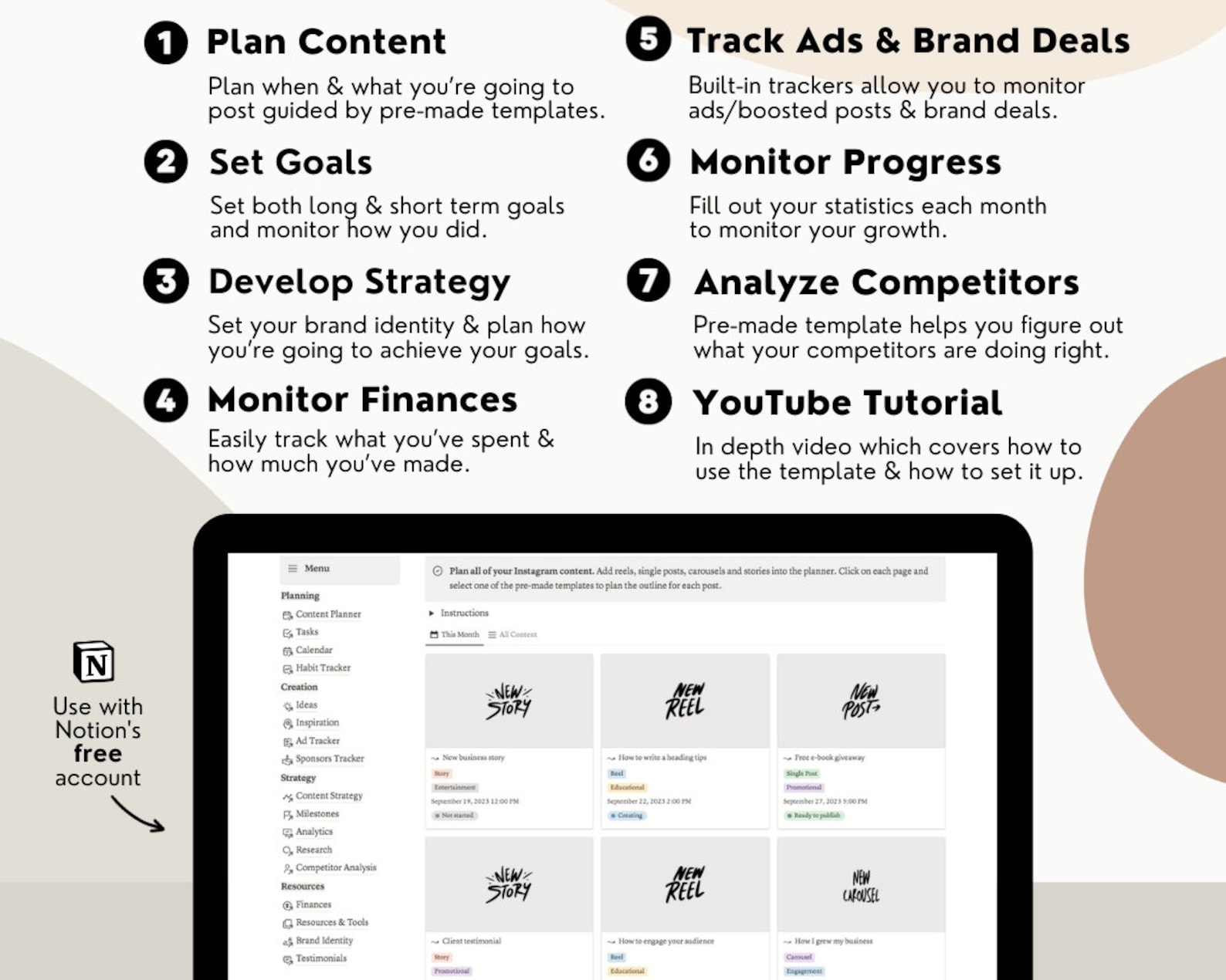 Notion Template Instagram Content Planner, Notion Social Media Planner ...