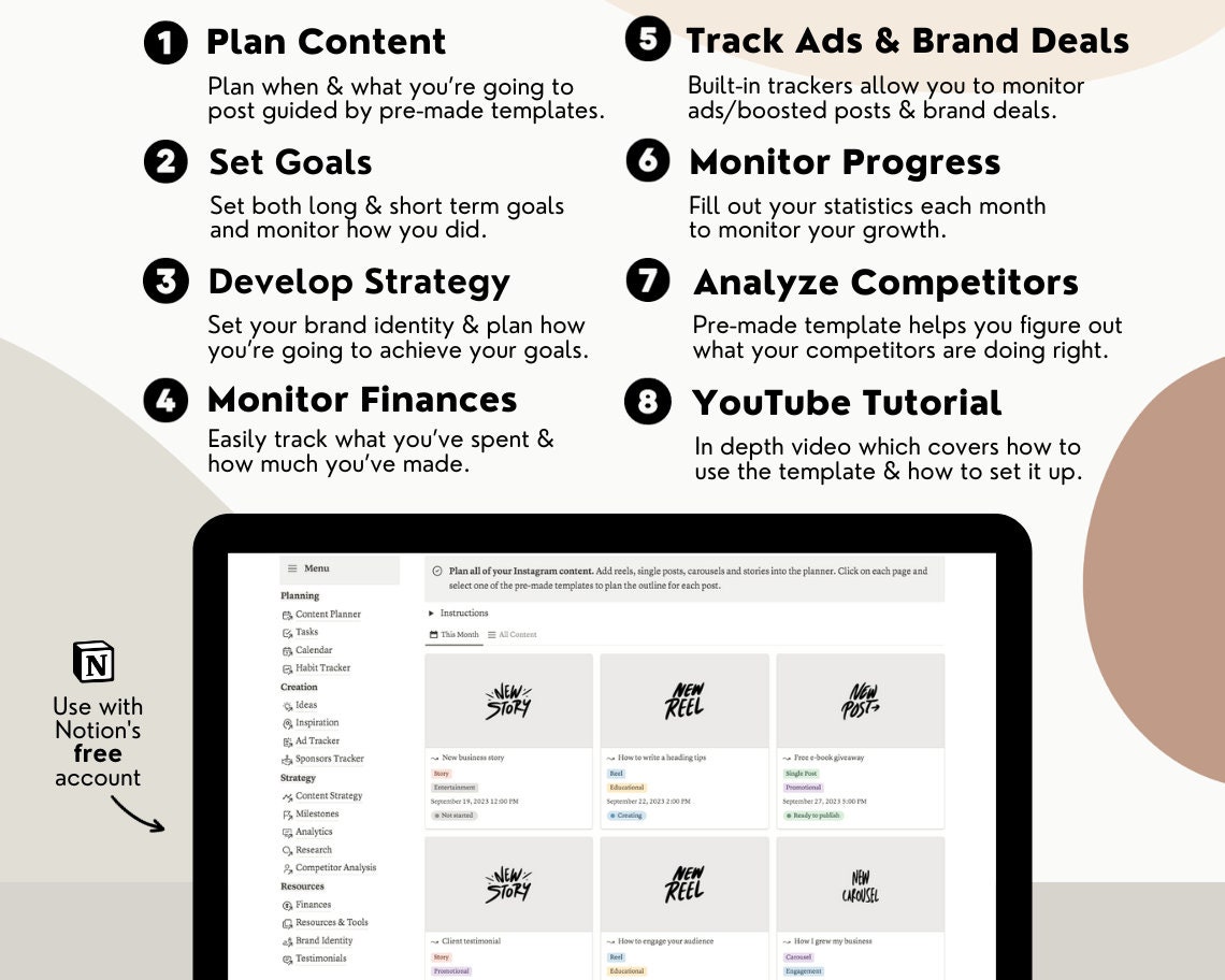 Notion Template Instagram Content Planner, Notion Social Media Planner ...