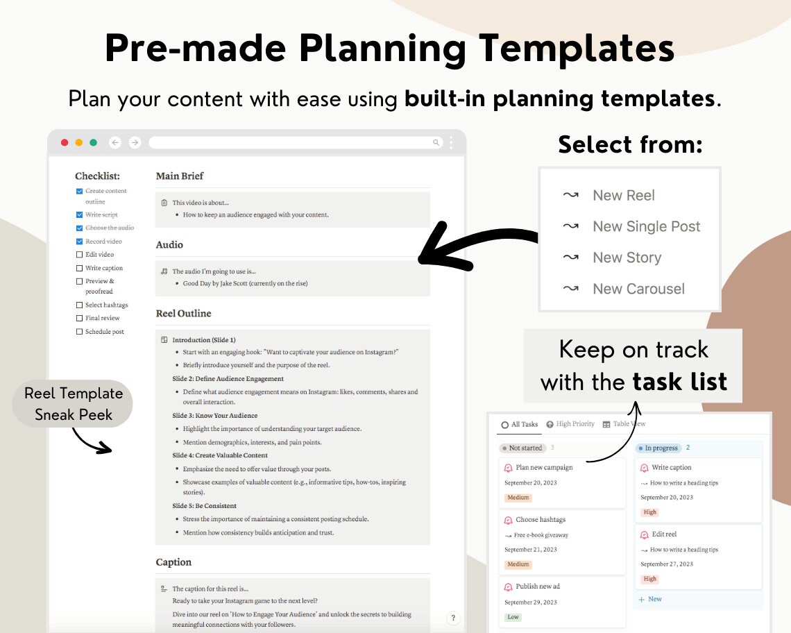 Notion Template Instagram Content Planner, Notion Social Media Planner ...