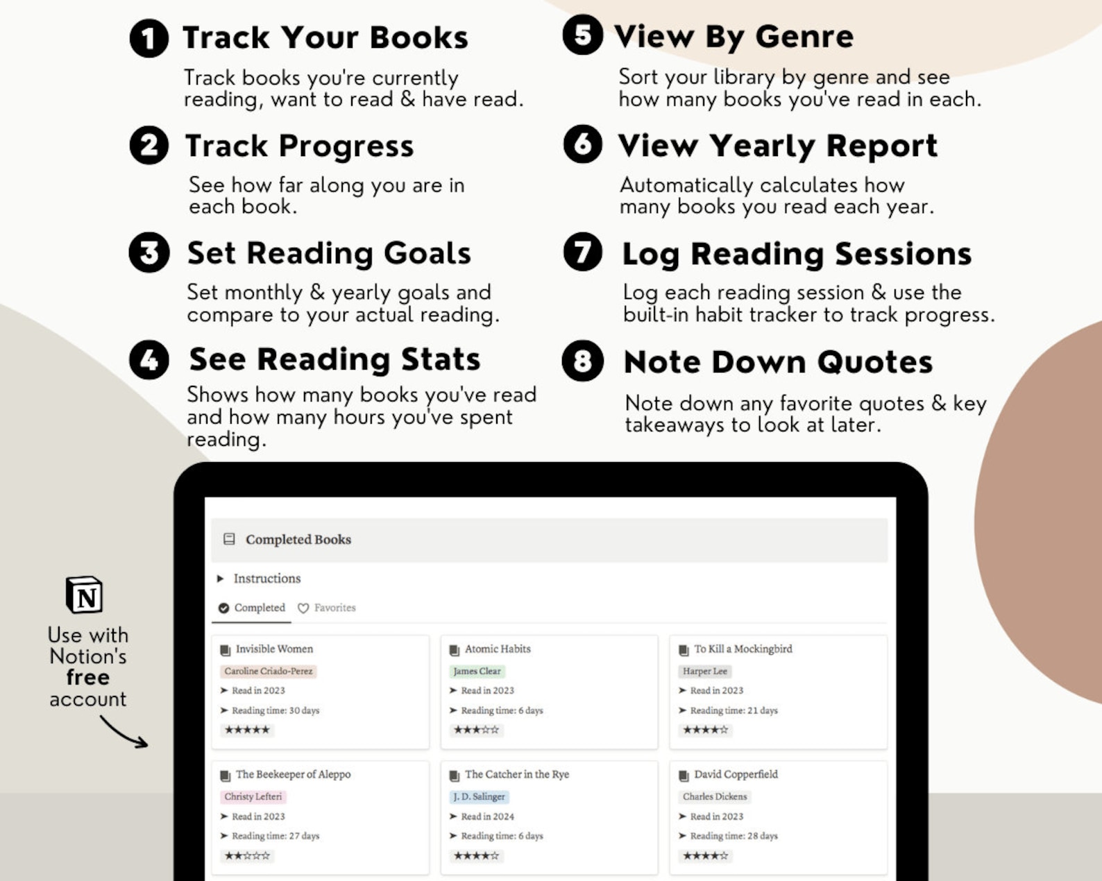 Notion Reading Tracker Template, Notion Reading Journal, Book Tracker ...
