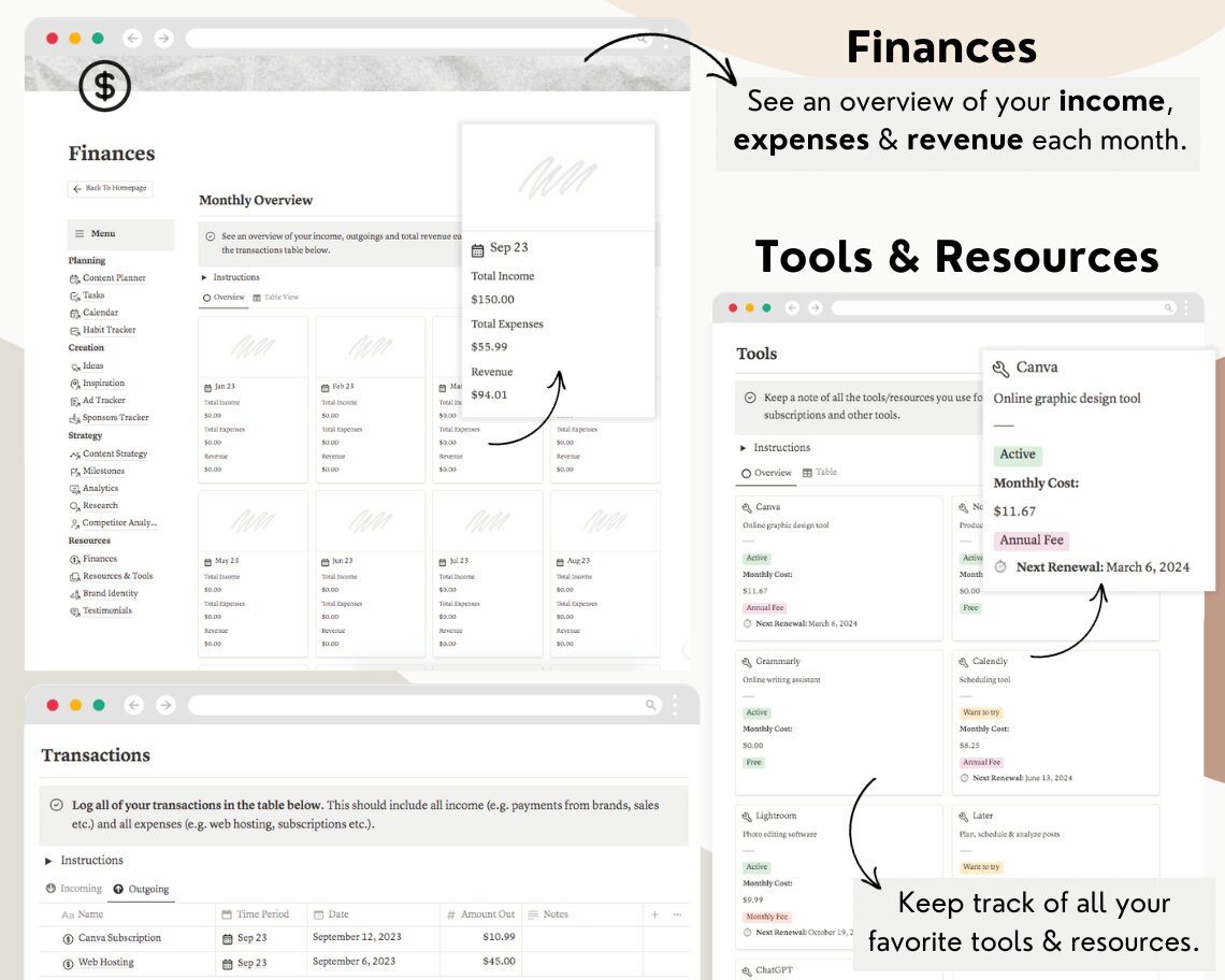 Notion Template Instagram Content Planner, Notion Social Media Planner ...
