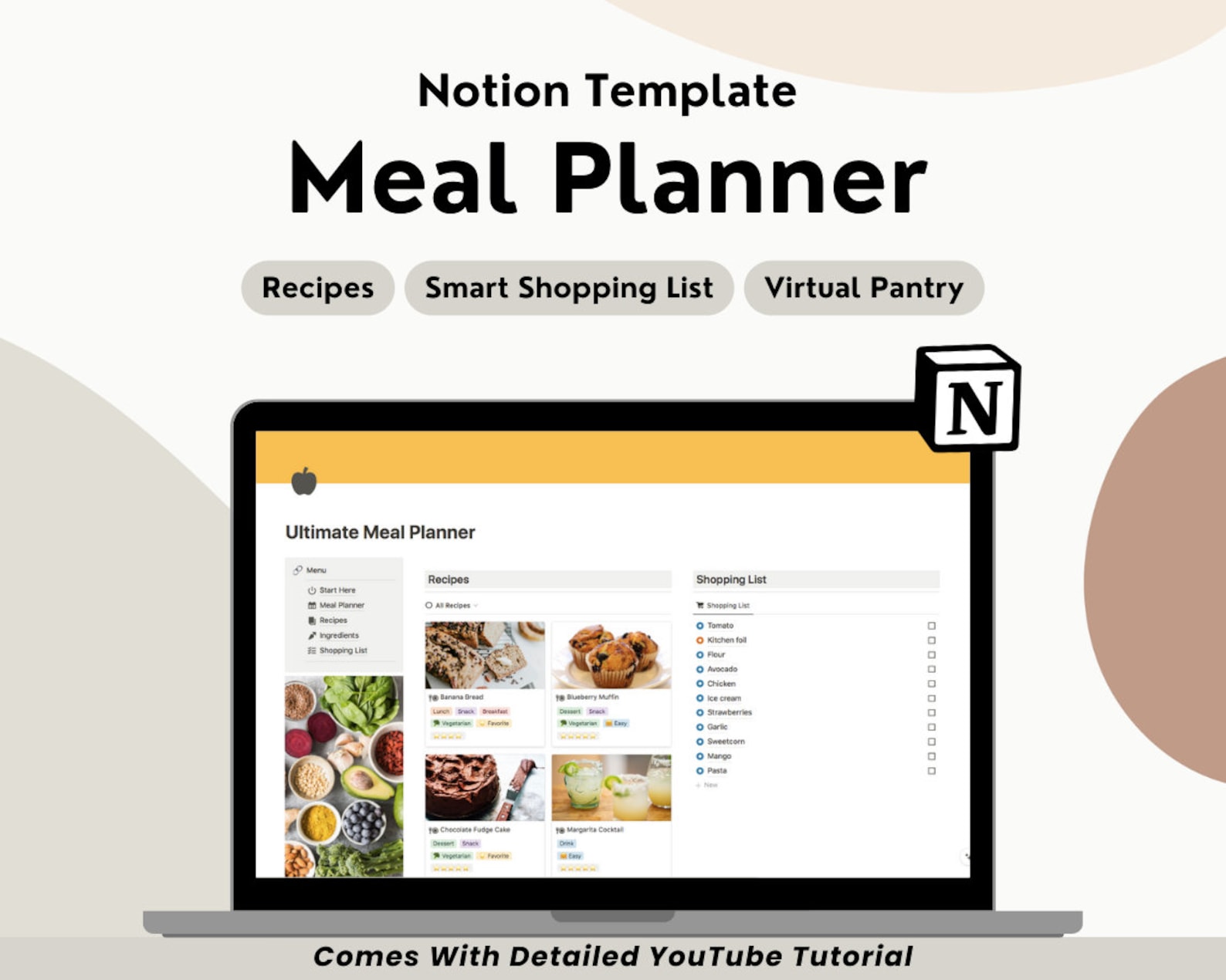 Notion Meal Planner Template, Notion Recipe Tracker, Notion Food ...