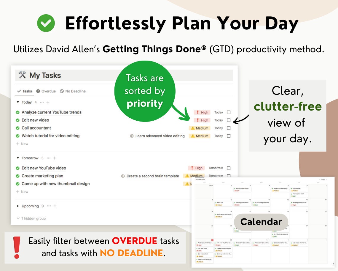 Notion Second Brain Template, Notion Dashboard, All-in-one Productivity ...