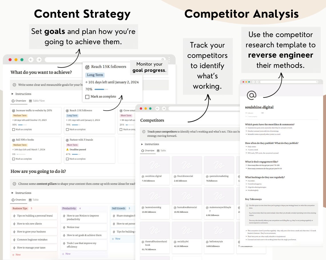 Notion Template Instagram Content Planner, Notion Social Media Planner ...