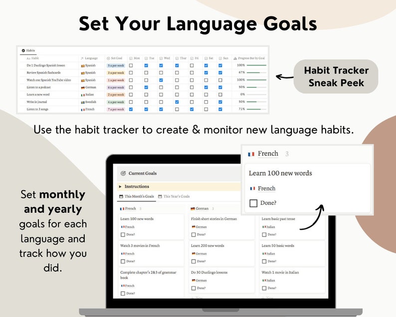 Notion Language Learning Template, Notion Language Template, Language ...
