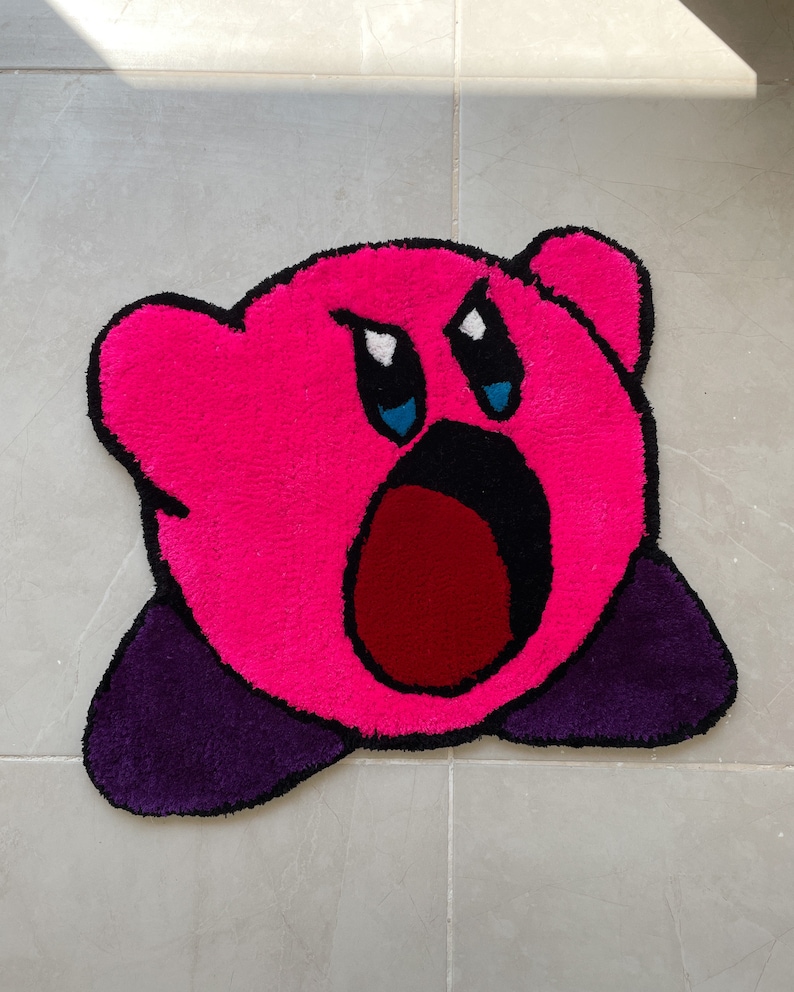 Kirby Tufted Rug, Retro Game Rug, Hand Tufted Cute Rug, Home Decor Cute ...