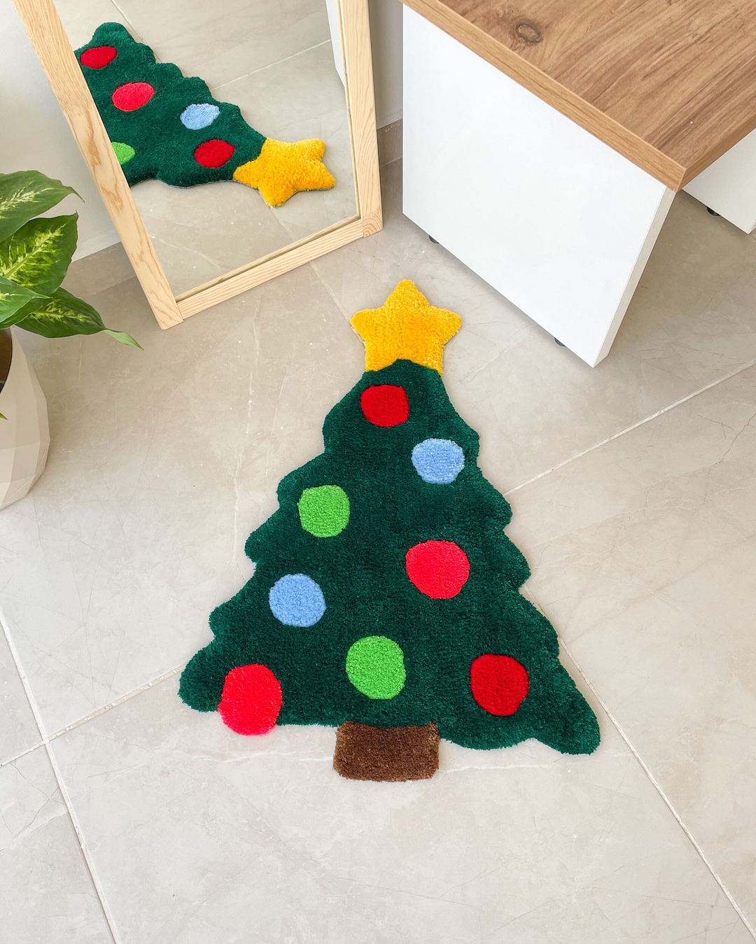 Christmas Tree Rug, Cute Tufted Rug, Custom Handmade Rug, Christmas ...