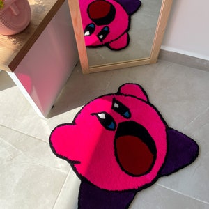 Kirby Tufted Rug, Retro Game Rug, Hand Tufted Cute Rug, Home Decor Cute ...
