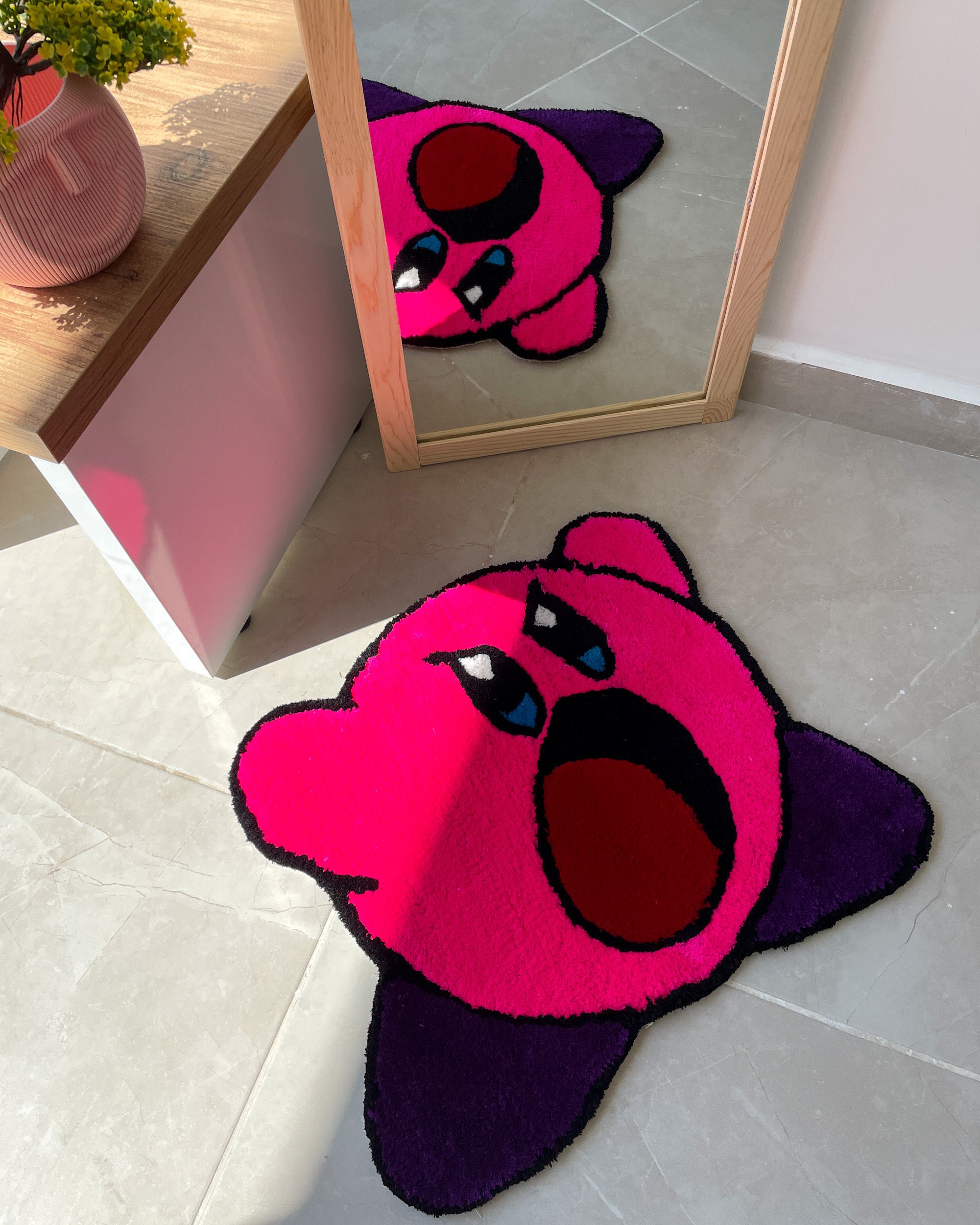 Kirby Tufted Rug, Retro Game Rug, Hand Tufted Cute Rug, Home Decor Cute ...